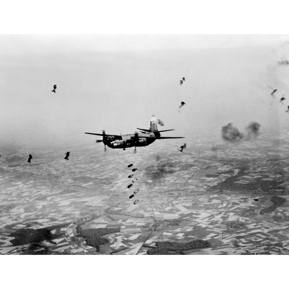 B-26 Martin Marauder Aircraft Dropping Bombs In Midst Of Enemy Flak Ww2 Poster Print By Vintage ...