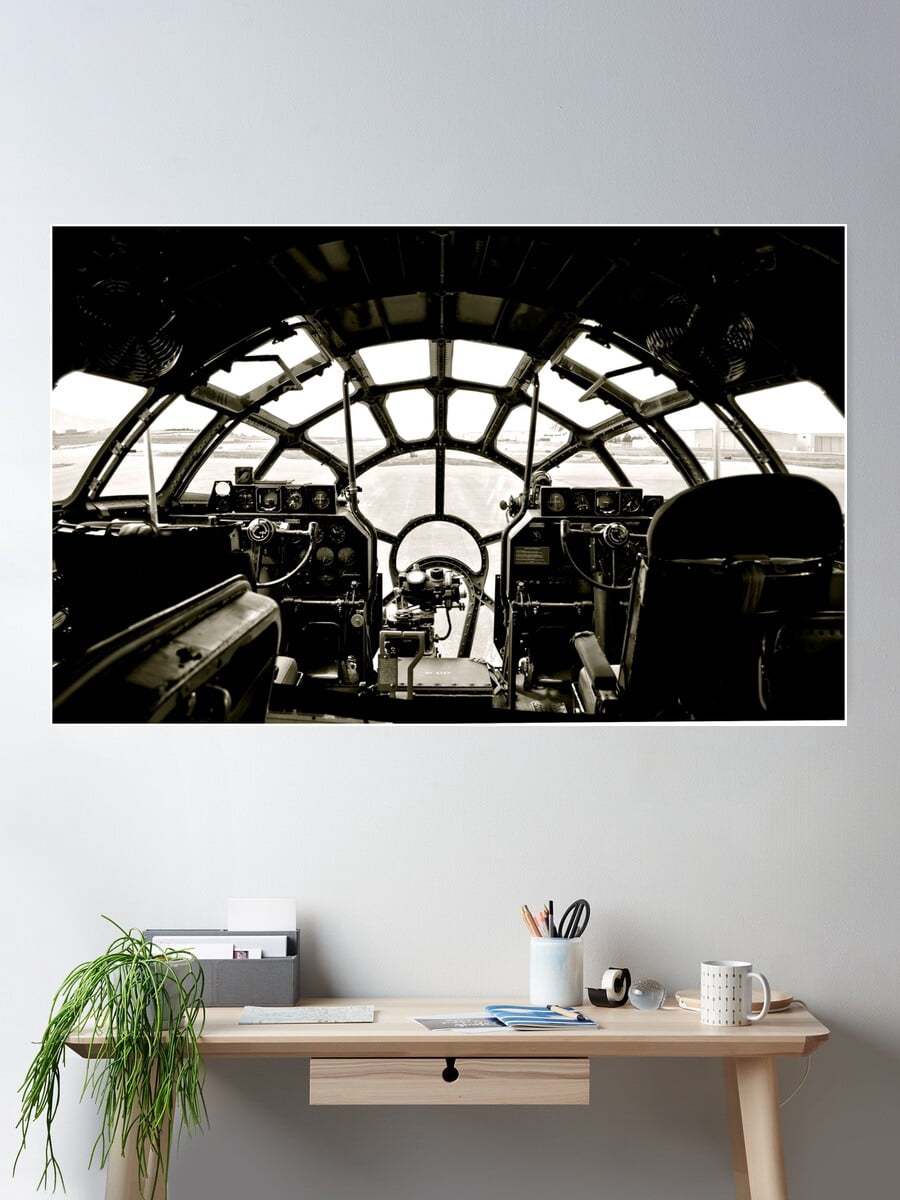 B-29 Bomber Cockpit - Vintage Ww2 Aircraft Photography Poster Wall Art ...