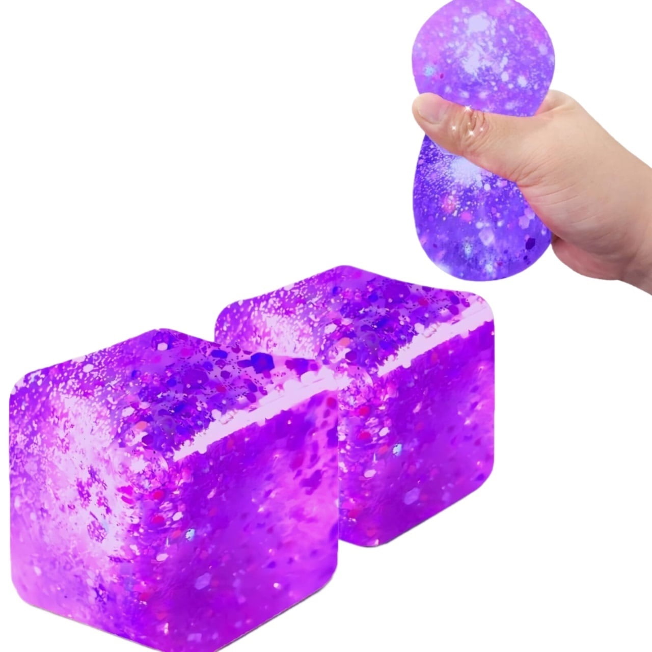 B 2Pack Glitter Squishy Cube - Slow Rise Nice Sugar Stress Cube Gel ...