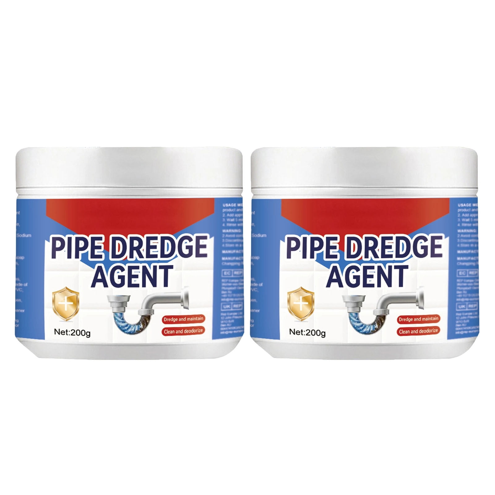 B 2Pcs 200G Drain Cleaner Powder For Clogged Pipes Sink Tub Toilet ...