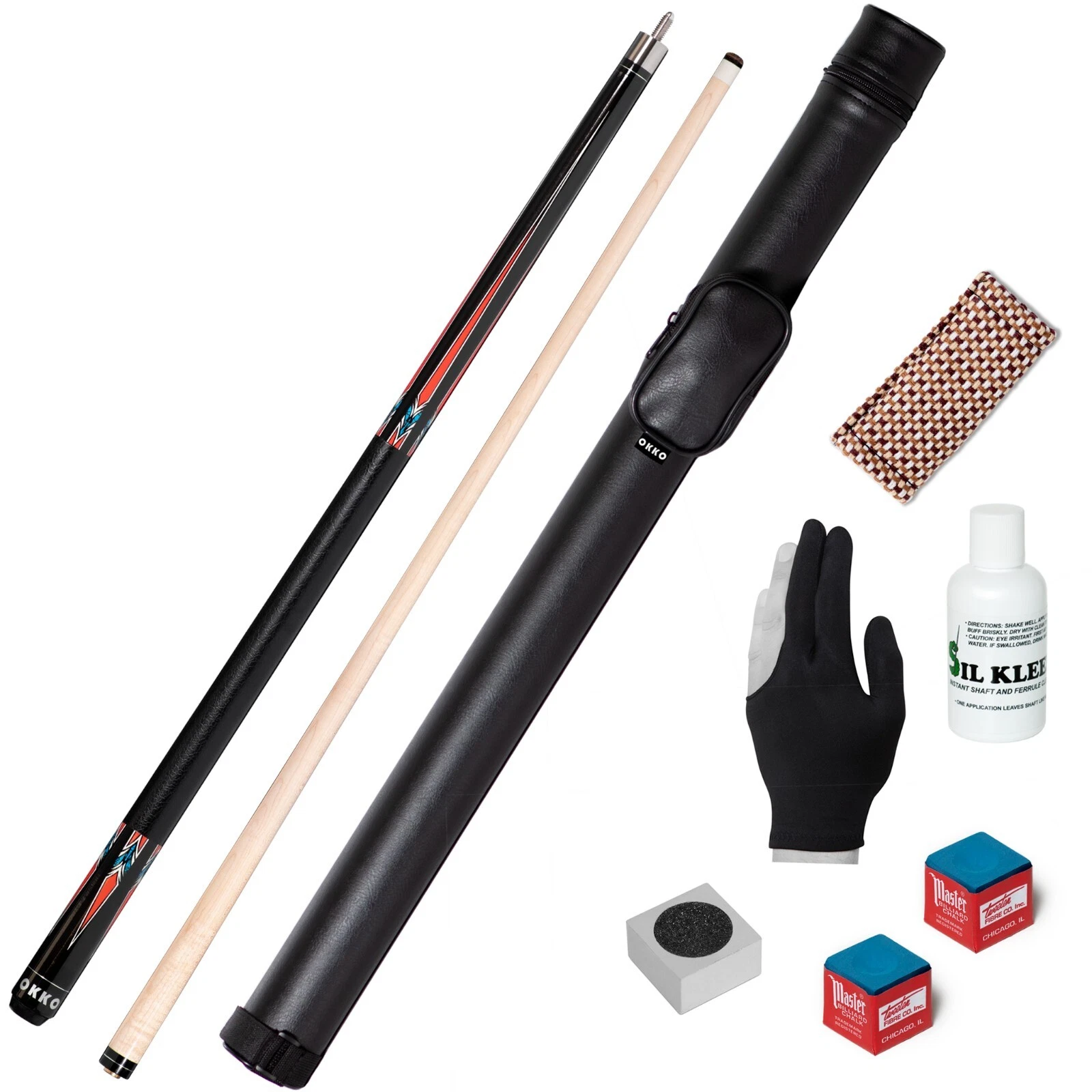 B-3 Pool Billiard Cue Stick 58” (20 oz) + Hard Round Cue Case ...