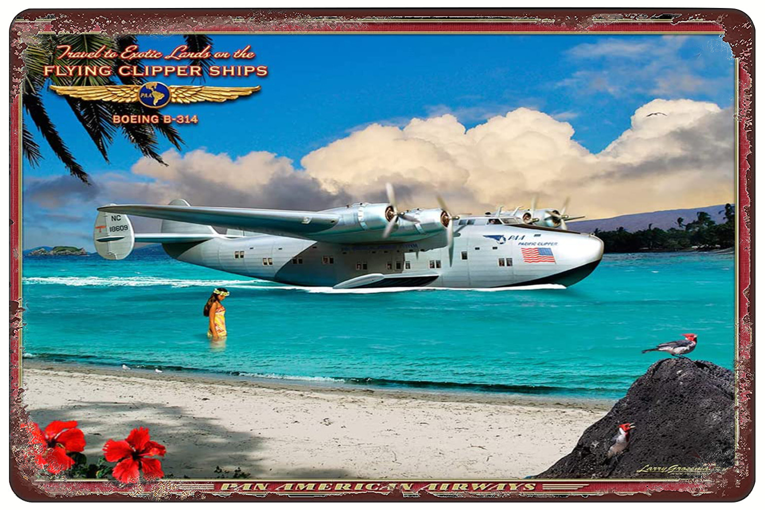 B-314 Flying Clipper Ship Plane Pan Am Home Wall Bars Decor Kitchen ...