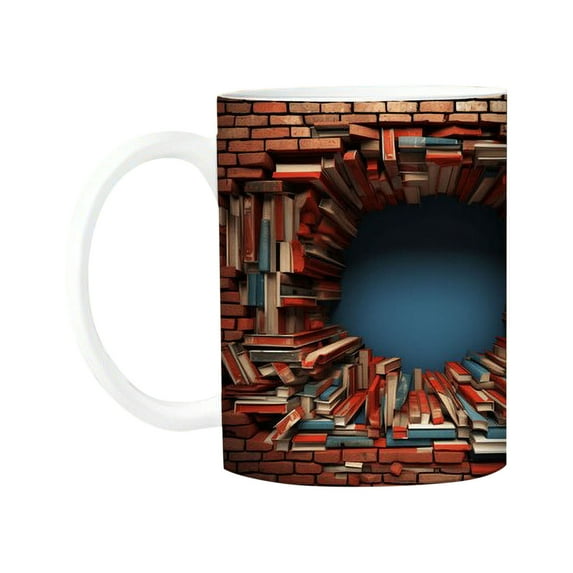 B 3D Bookshelf Mug With Art Sense Design 350Ml Capacity Ceramics Material For Home Decor ...