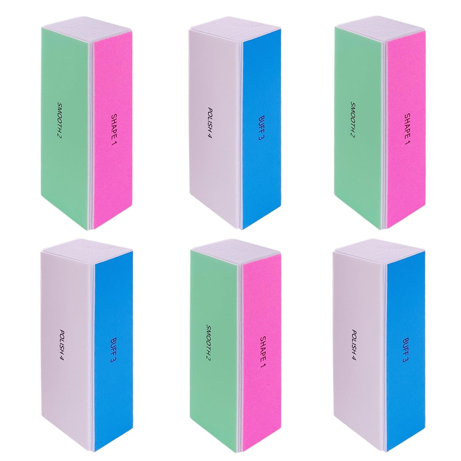 B 4 Way Nail Buffer Block (6 pcs), Nail Shine Buffers Blocks Files for Natural and Acrylic Nails ...