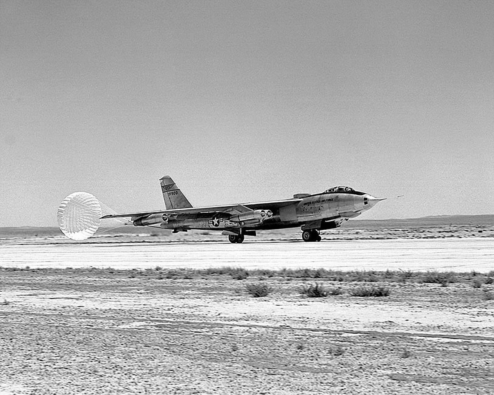 B-47 Stratojet Lands w/ Drag Chute - 24x36 Inch Glossy Laminated ...