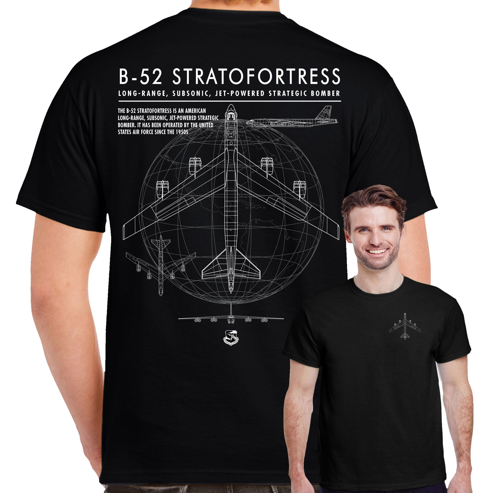 B-52 Stratofortress Strategic Bomber Schematic Double Sided Shirt-3XL ...
