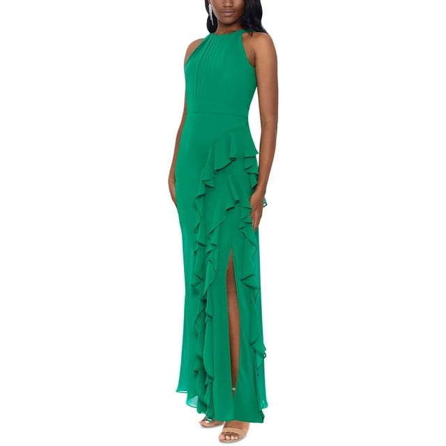 Banda By Betsy And Adam Womens Halter Maxi Evening Dress