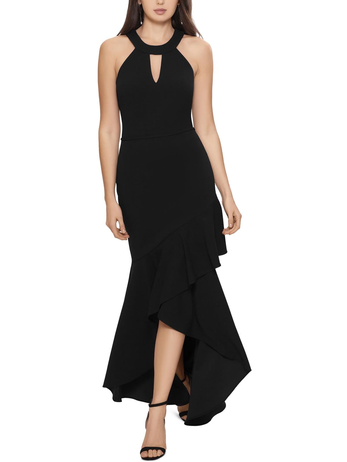 B&A by Betsy and Adam Womens Halter Ruffled Evening Dress - Walmart.com
