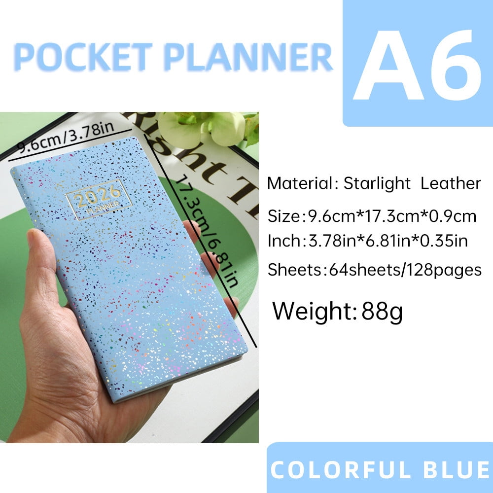 B A6 Mini Notebook Organizer 2026 Daily Planner With Lined Paper ...