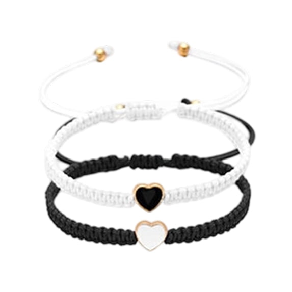 B Adjustable Couple Heart Bracelets Elastic Knot Valentines Day Gift ...
