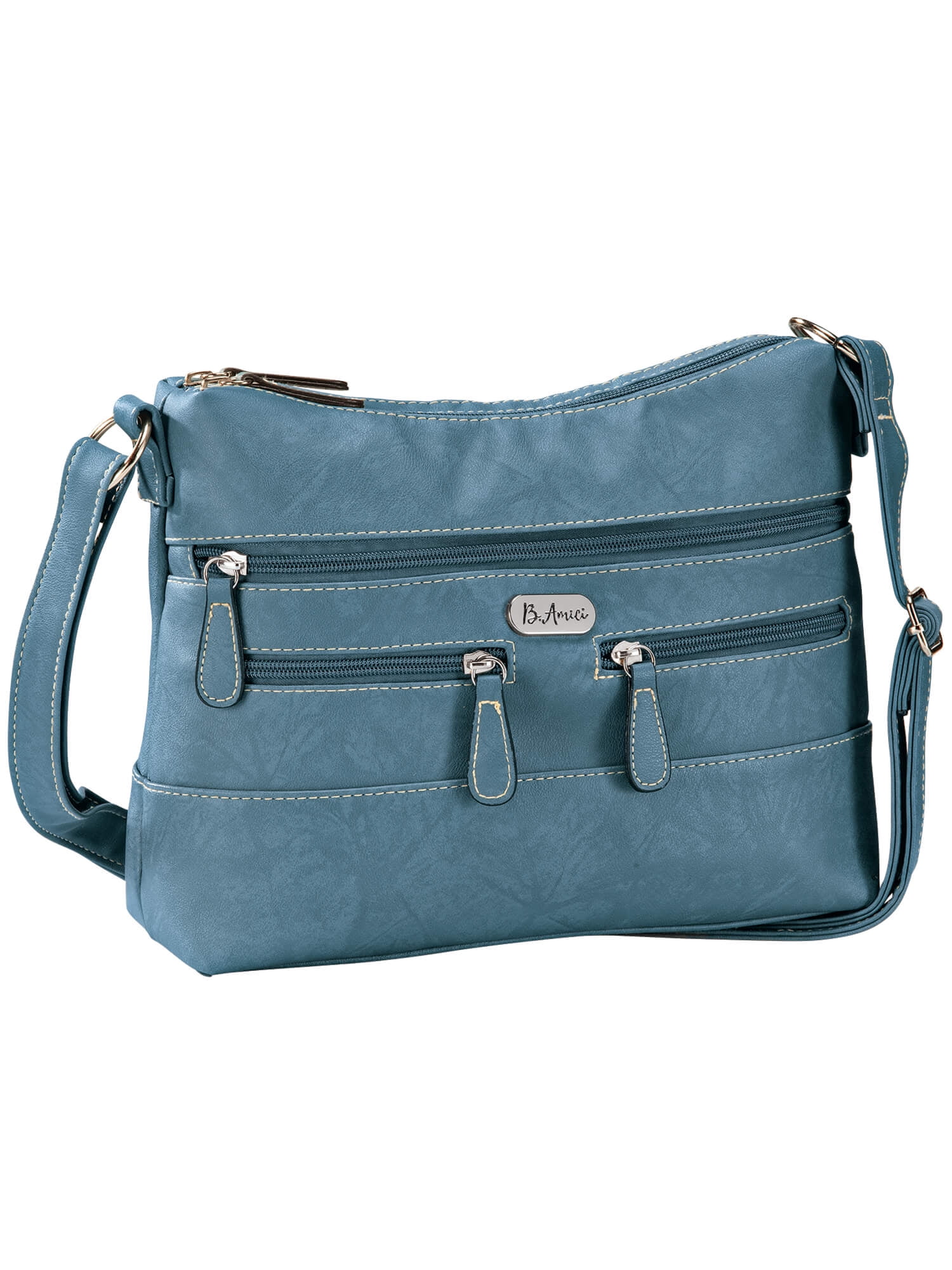 B.AmiciTM Luciana RFID Shoulder Bag, Exterior Zip Pokcets, Secure Zip ...