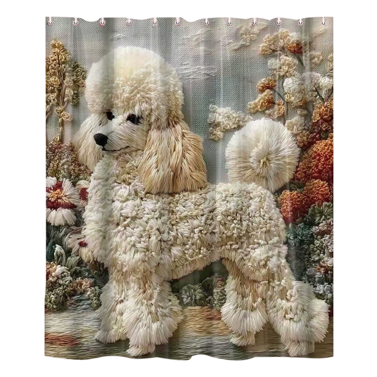 B Animals Series Faux Embroidery Printed Shower Curtain Cute Animals ...