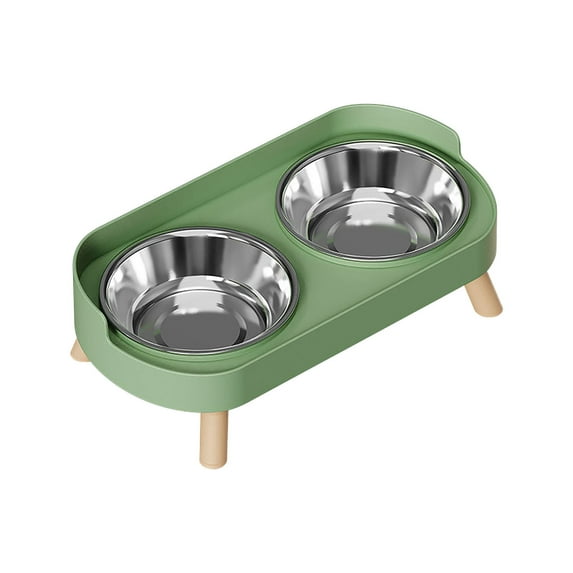 B Avocado Green Stainless Steel Elevated Double Bowl Pet Feeder For ...