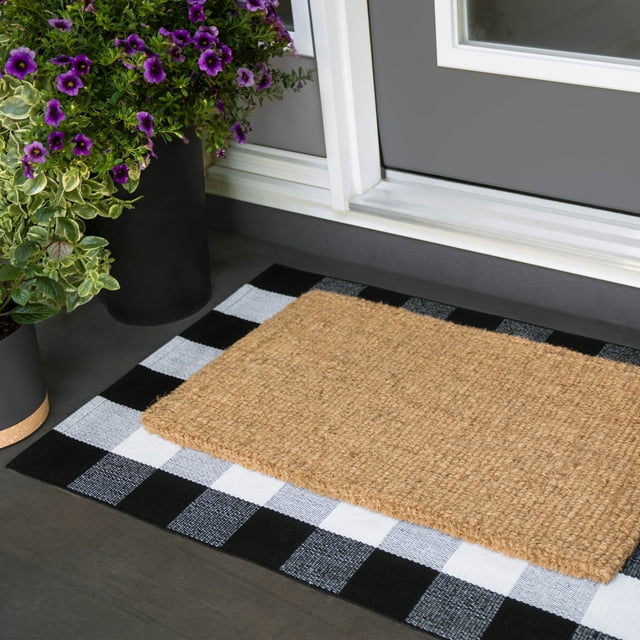 B&B Buffalo Plaid Runner Rug, Washable, Black and White Checkered Rug ...