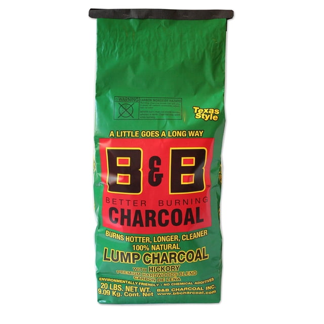 B&B Charcoal 20lb Hickory Lump Charcoal - Premium Hardwood Blend for ...