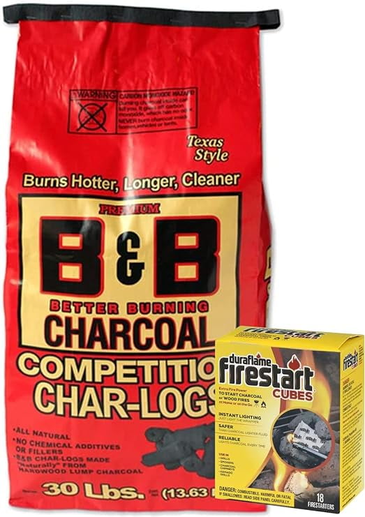 B&B Charcoal Bundled with Firelight 18 Pack Firestarters by Evergreen ...