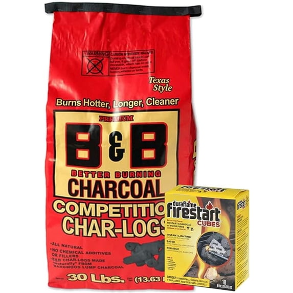 B&B Charcoal Bundled with Firelight 18 Pack Firestarters by Evergreen ...