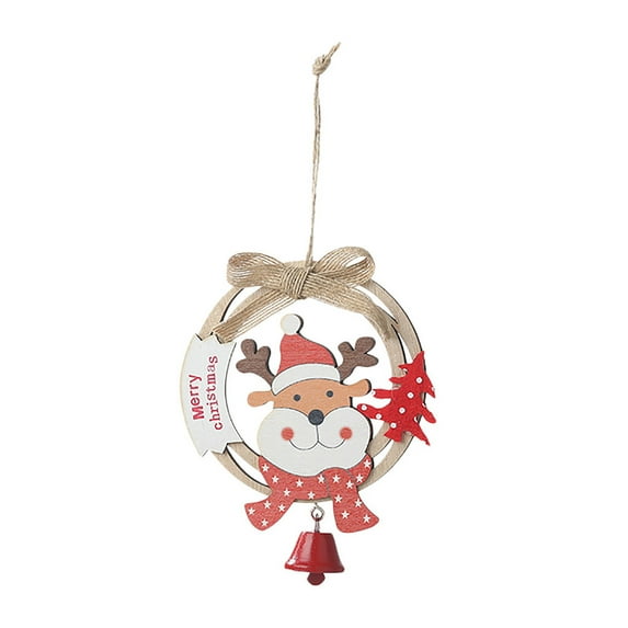 B B Design Christmas Wooden Ornaments With Bowknot And Bell Hanging ...