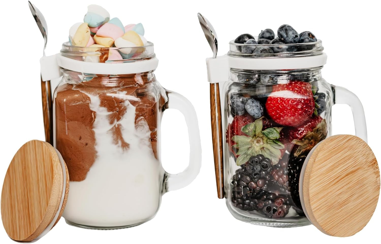 B&B Farmhouse Glass Overnight Oats Containers with Lids and Spoon ...