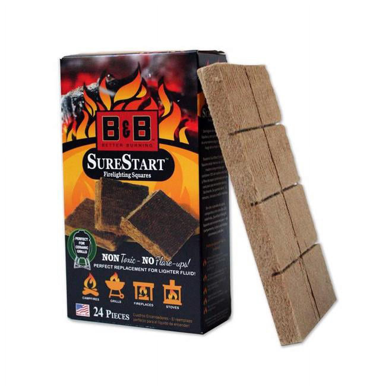 B&B Surestart 12 Pack Charcoal Firestarter Squares: BBQ Firestart ...
