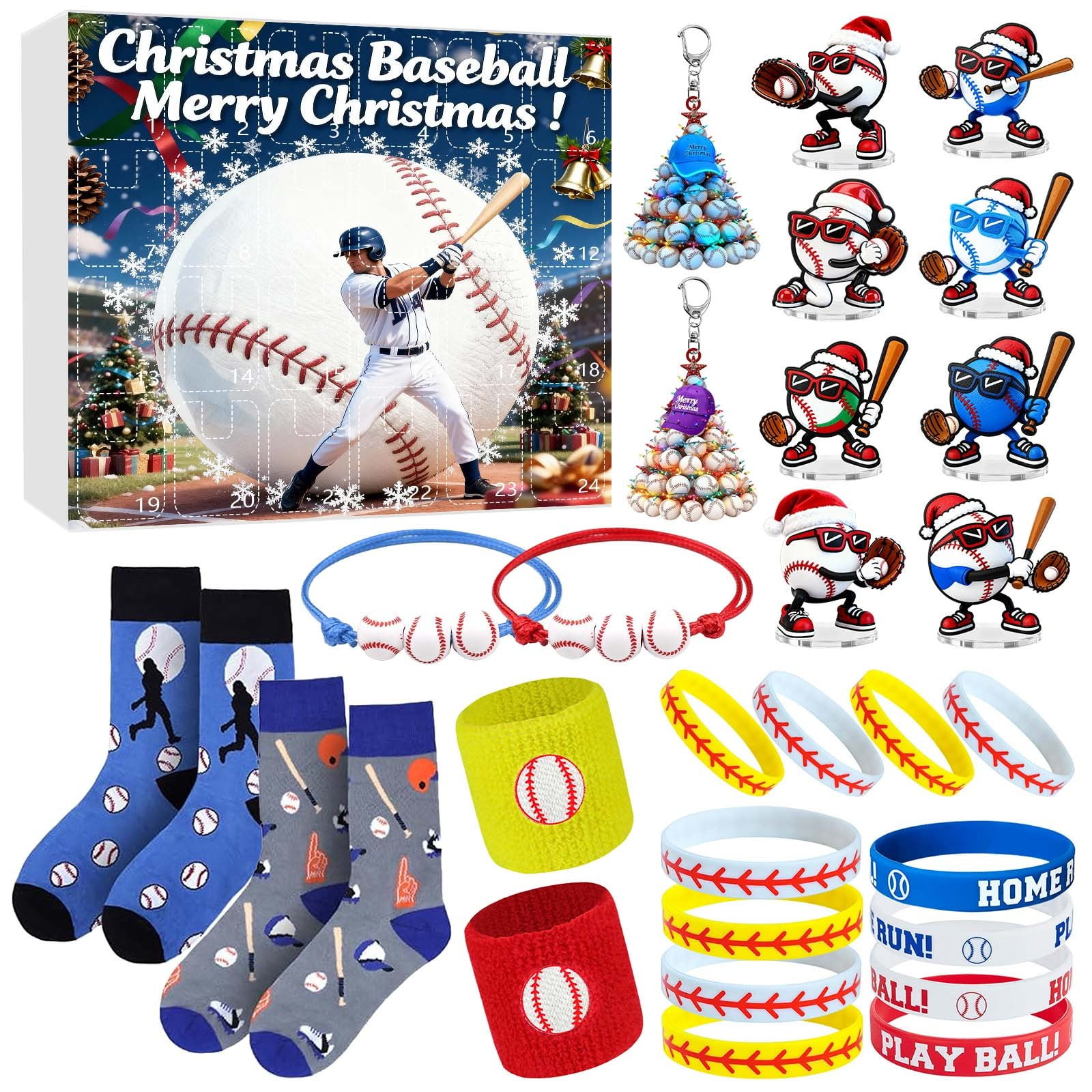 B Baseball Themed Christmas Countdown Gift Set For Kids And Enthusiasts ...