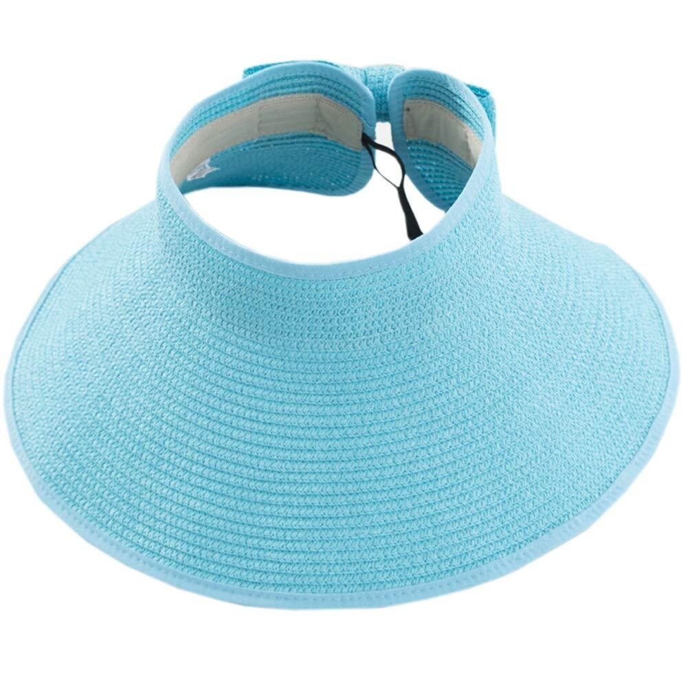 B Beach Hats for Women, Packable Straw Sun Hat with Wide Brim and ...