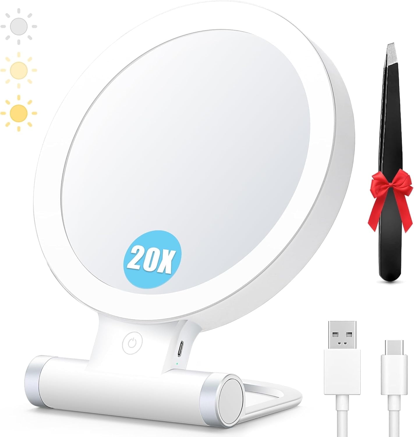 BBeauty Planet 20X Magnifying Mirror with Light, Double-Sided Travel ...