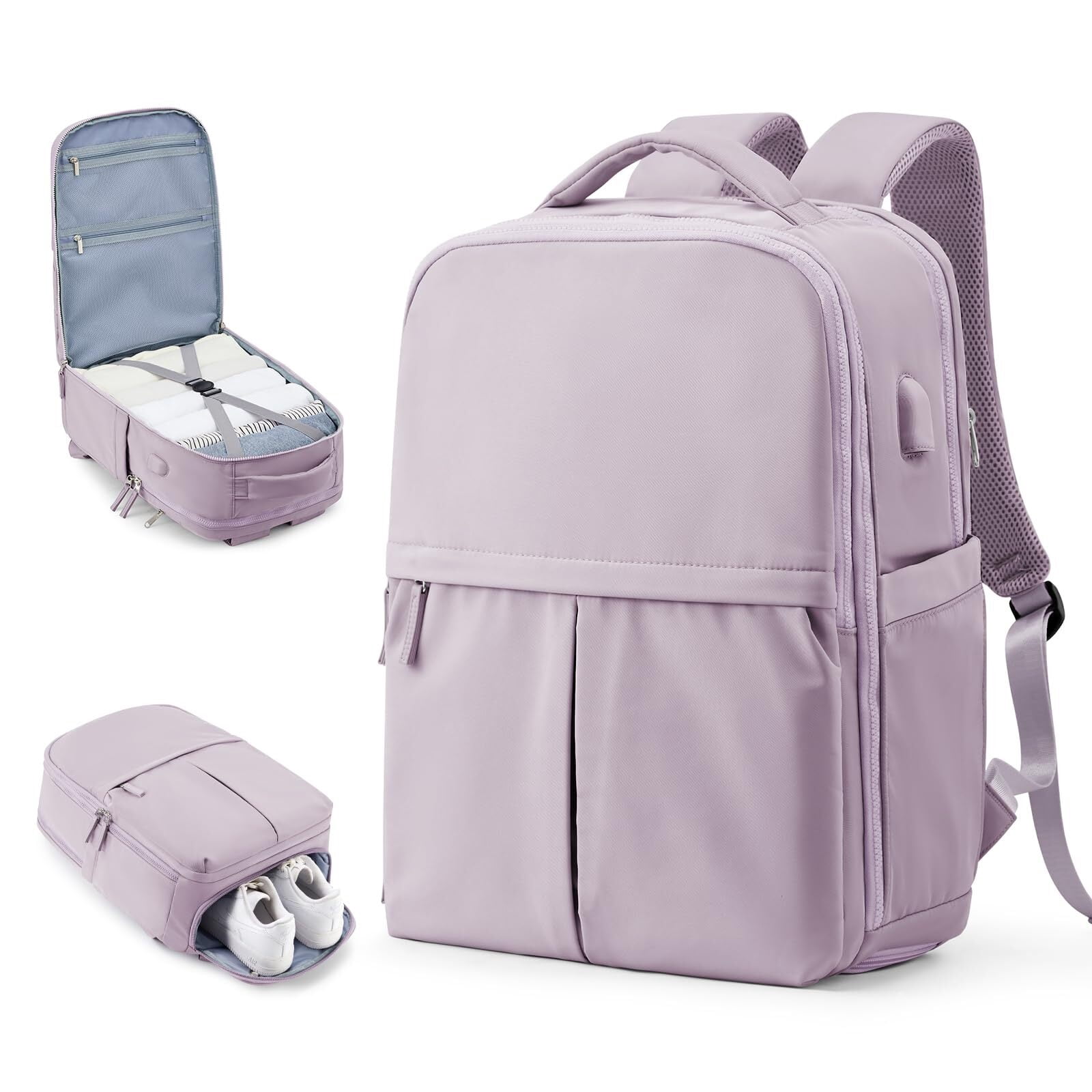 B Beige Laptop Backpack For Women Travel Backpack Carry On Flight ...