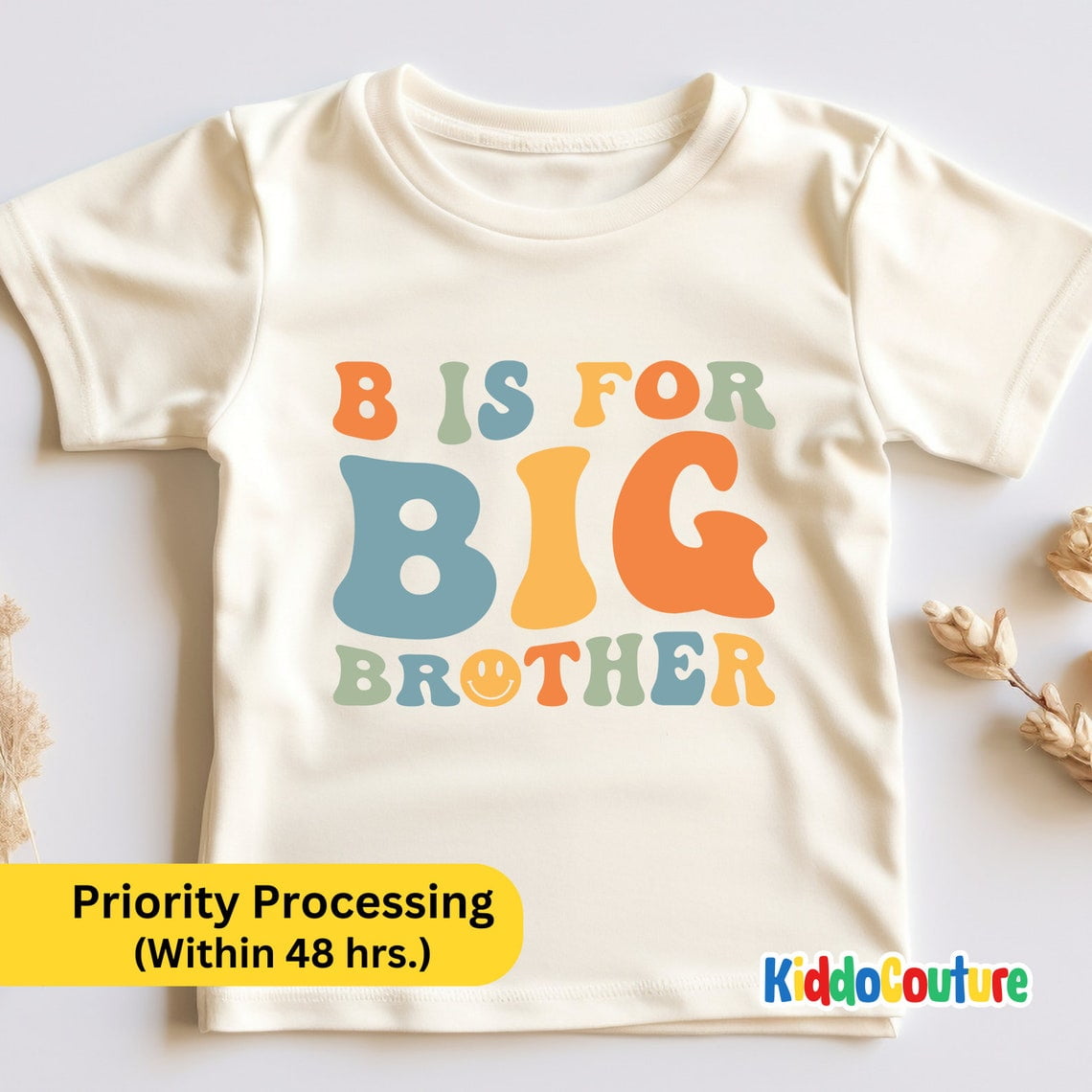 B Is For Big Brother Boys Shirt, Retro Big Brother Kid Tee, Big Brother ...