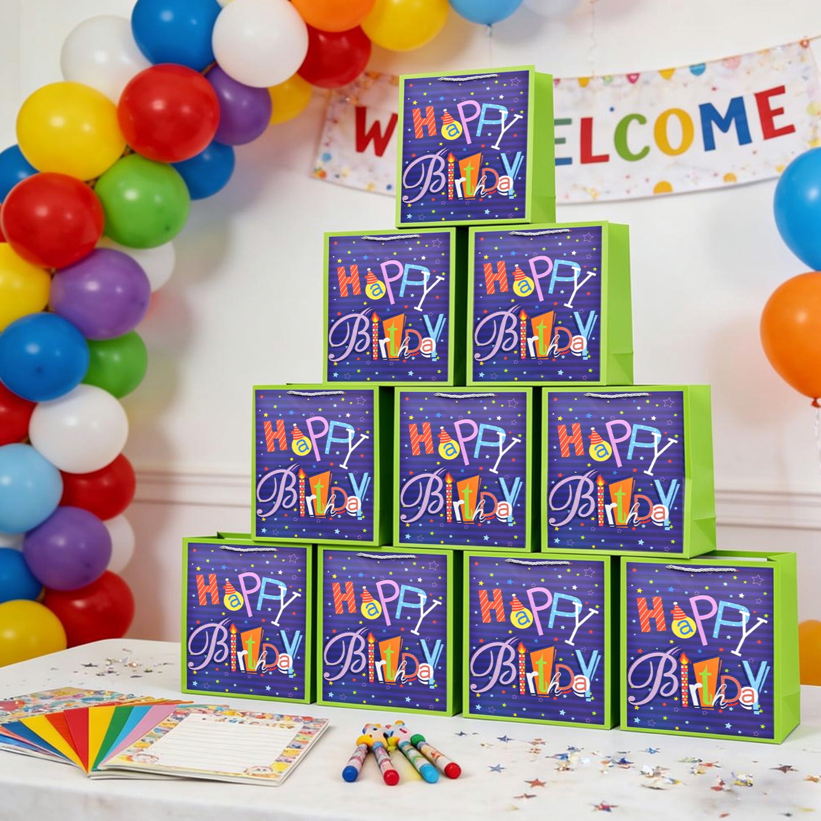 B Birthday Gift Bags Colorful Tote Bags With Handles For Party Favors ...