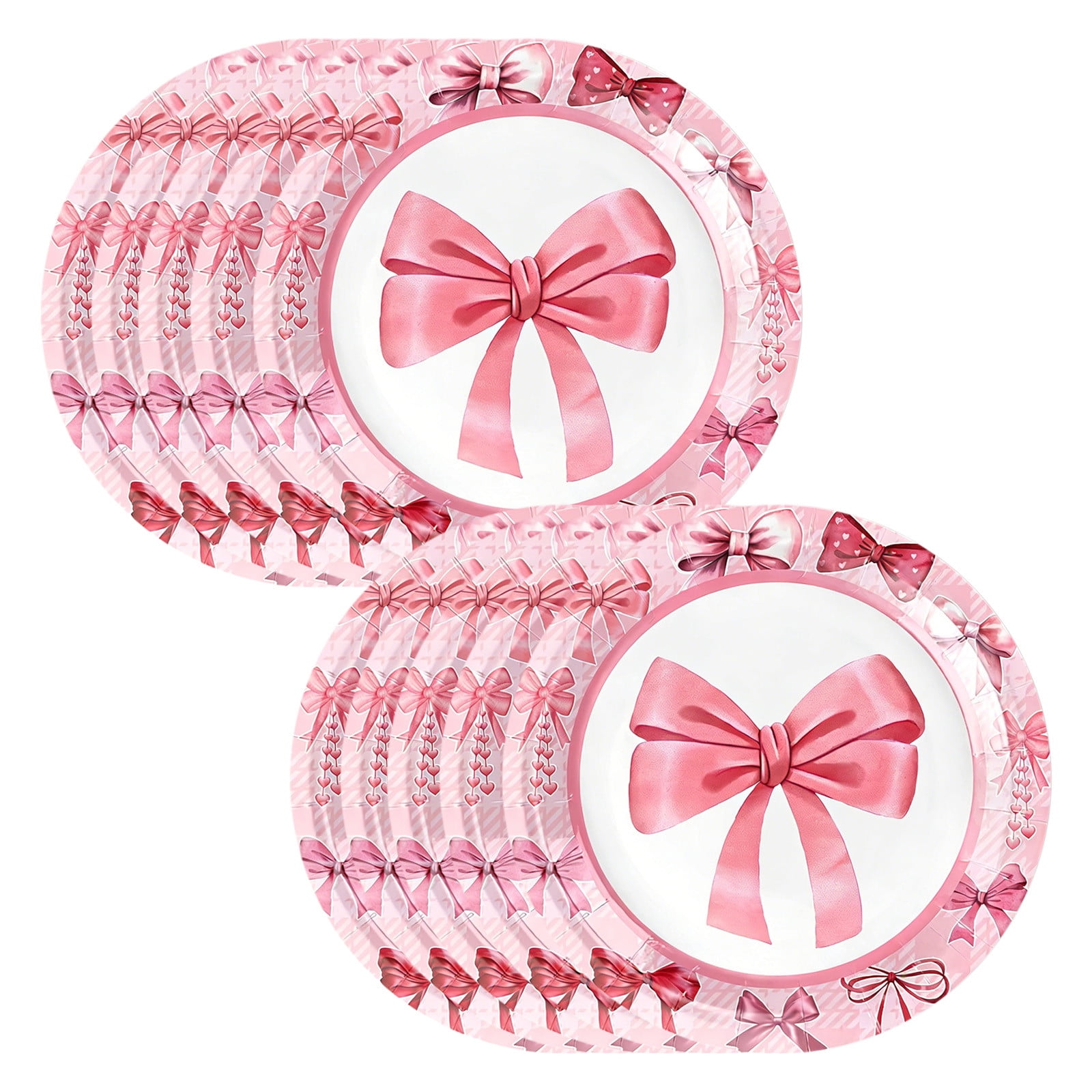 B Bow-Patterned Dinner Plates Disposable Paper Plates 9 Inches 10 Count ...