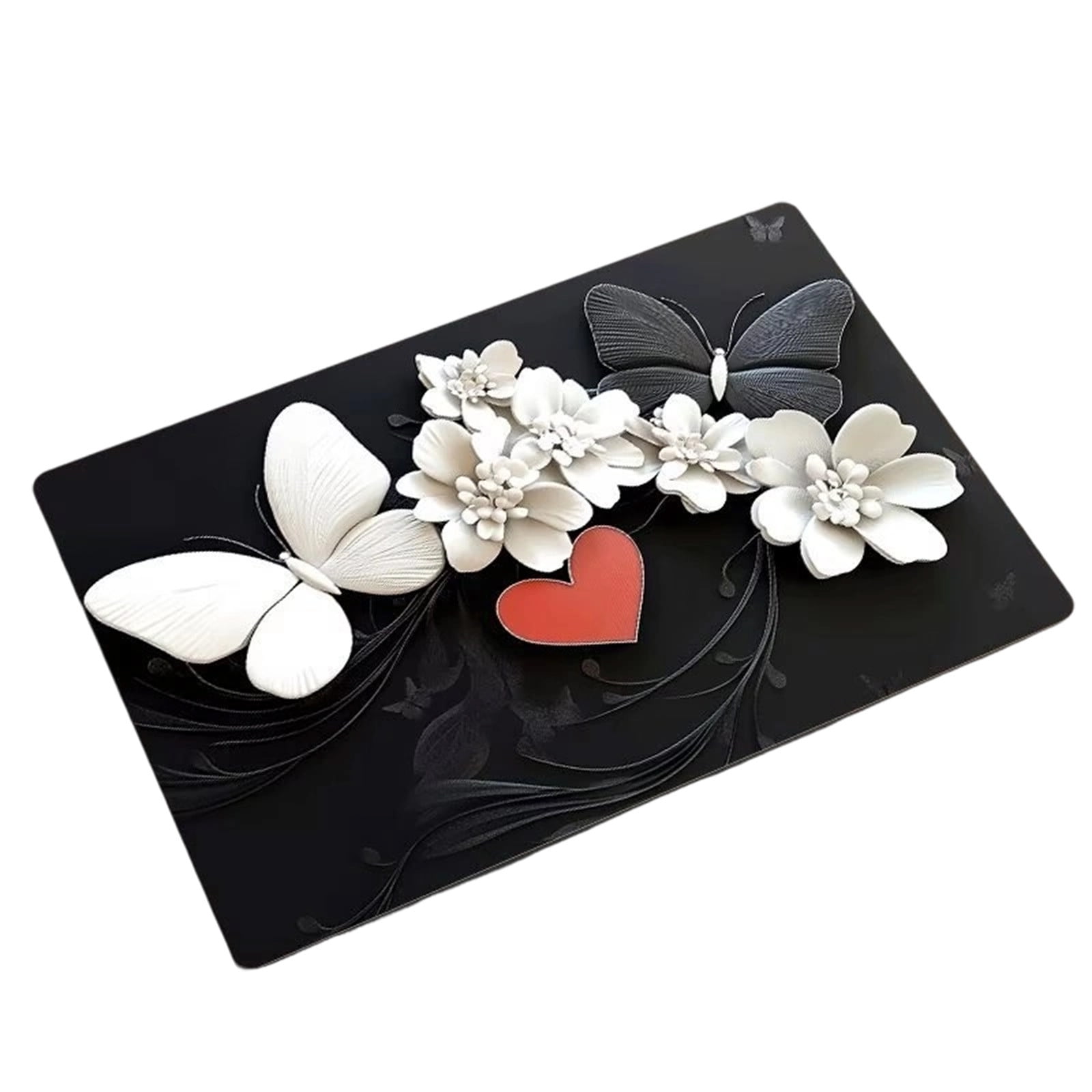 B Butterfly Themed Non-Slip Rug With Blue White Gold Color Scheme, Grip ...