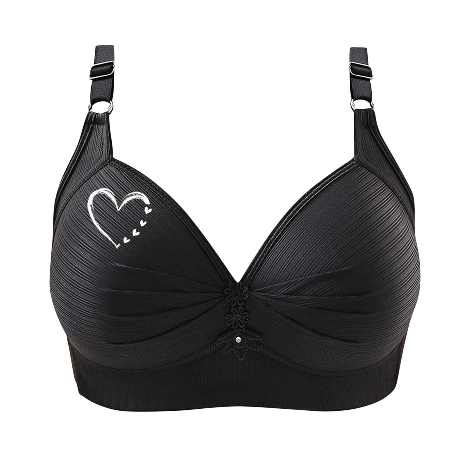 B/C Cup Bras for Womens Plus Size Fashion Heart Print Adjustable Strap ...