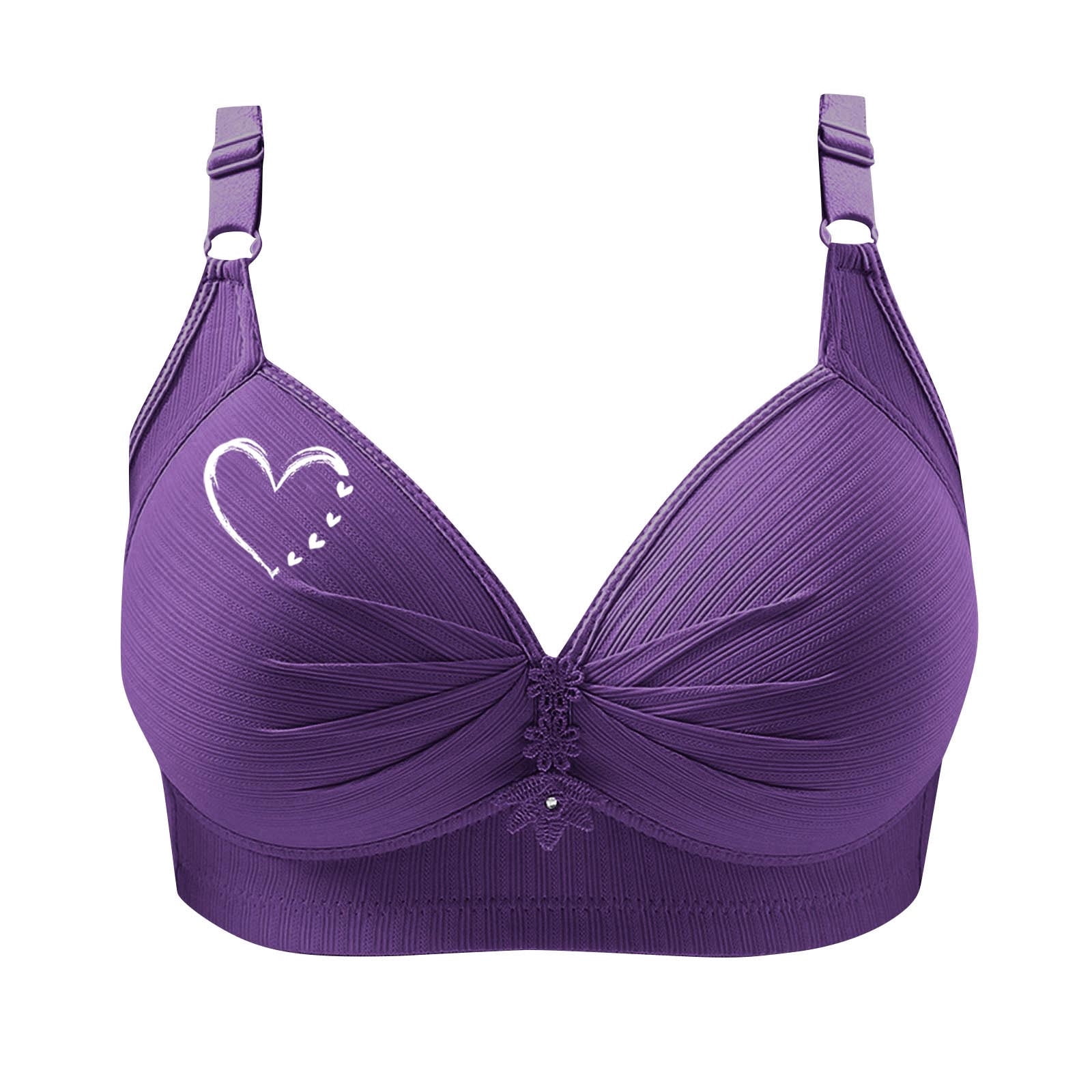 B/C Cup Bras for Womens Plus Size Fashion Heart Print Adjustable Strap ...