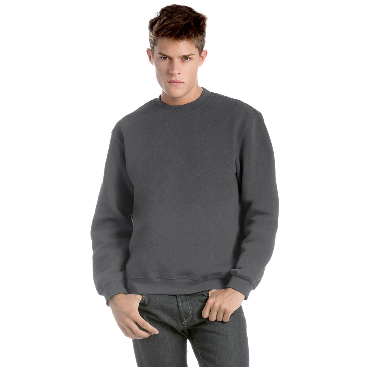 B&C Set-In Modern Cut Crew Neck Sweatshirt - Walmart.com