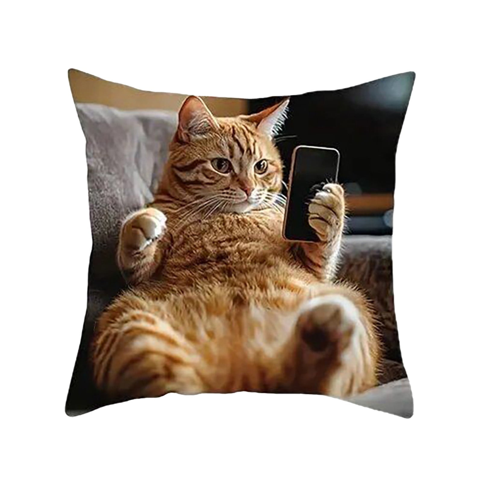 B Cat Patterned Cushion Cover Decorative Pillowcase Soft Fabric Hidden ...