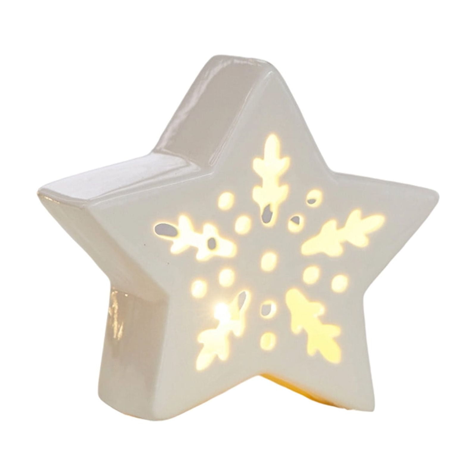 B Ceramic Christmas Ornament With Star Design And Built-In Lights For ...