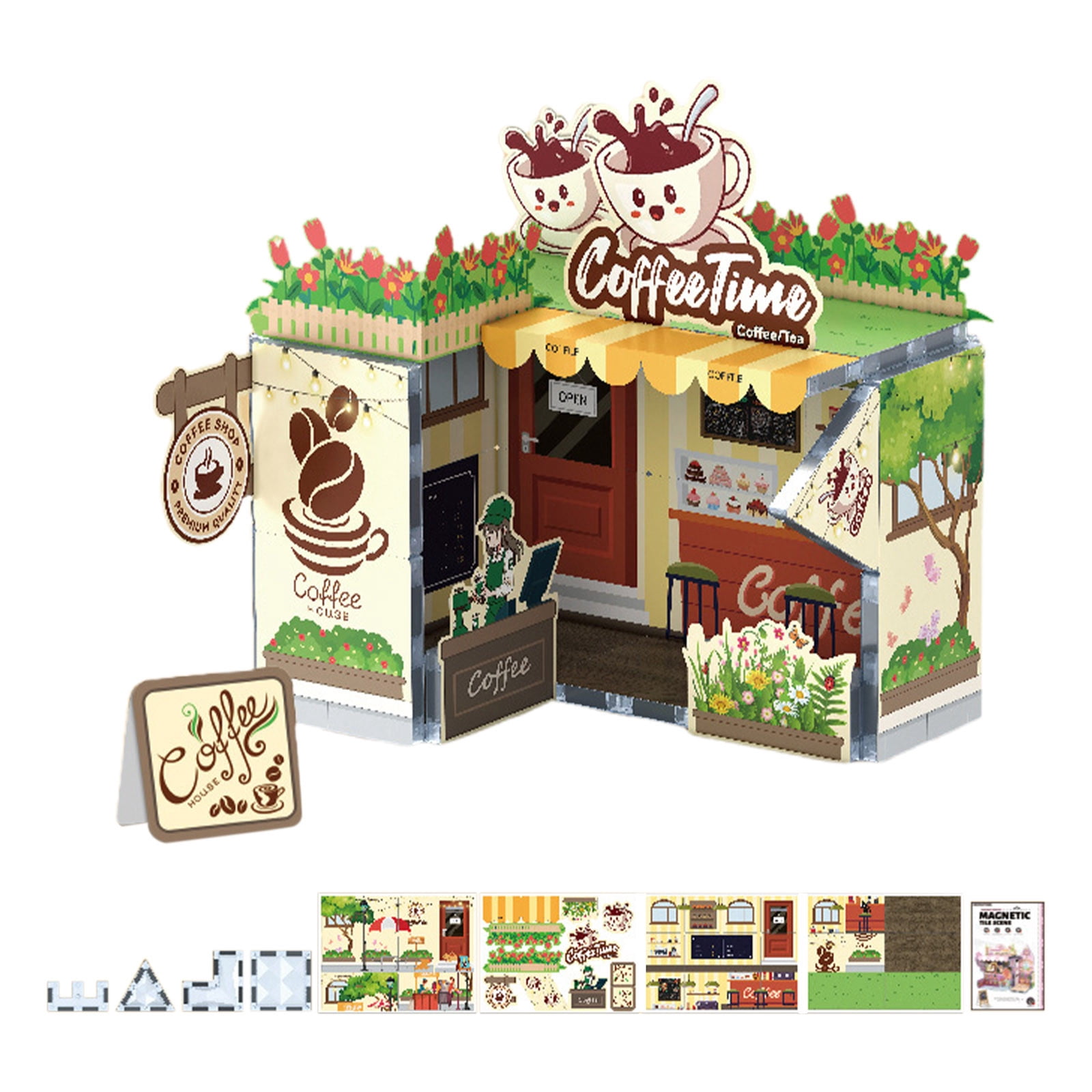 B Childrens Diy Magnetic Building Blocks Set 3D Street Scene Models ...