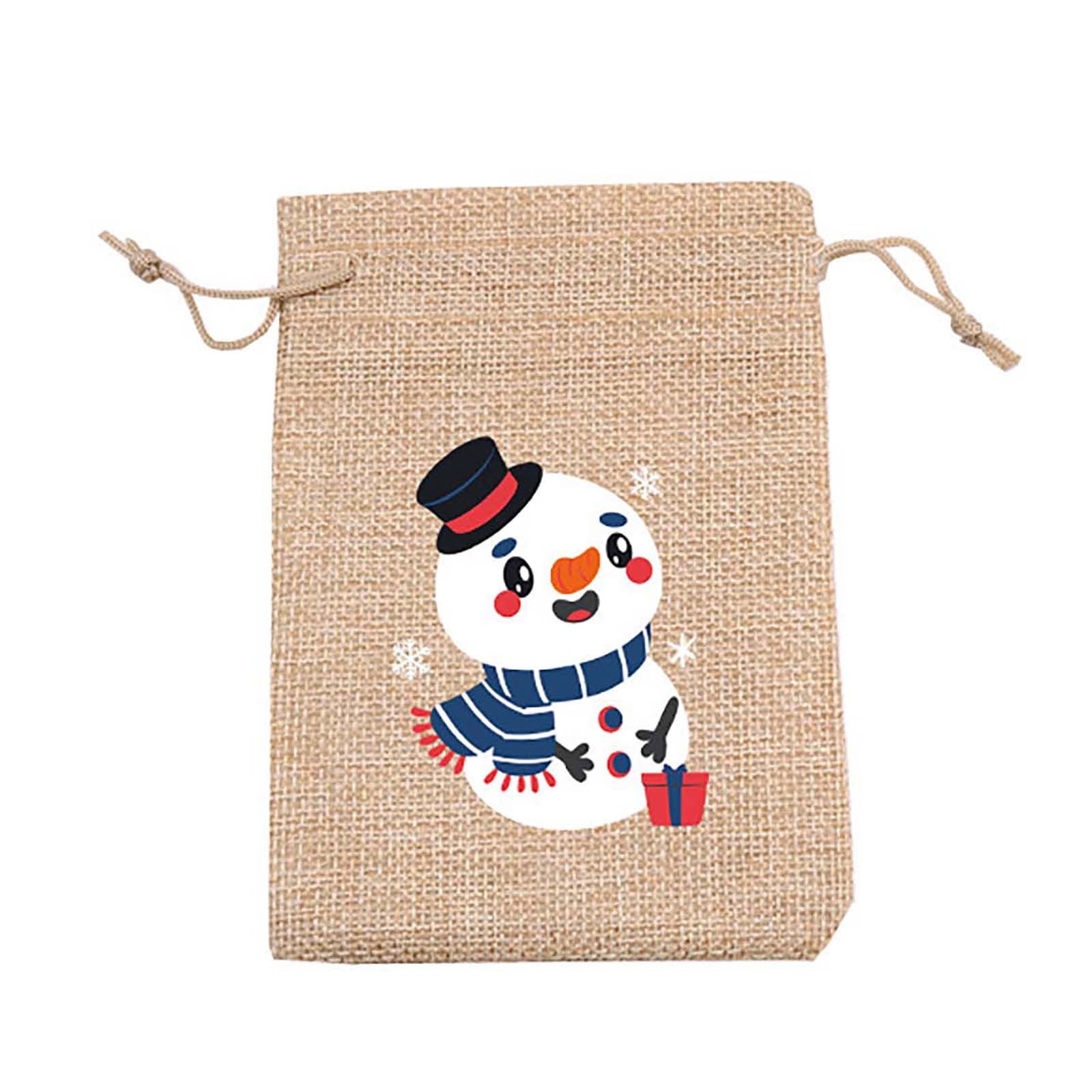 B Christmas Bag Linen Santa Claus Snowman Gift Bag Candy Bag 55X39In For Holiday Gifts And Decor ...