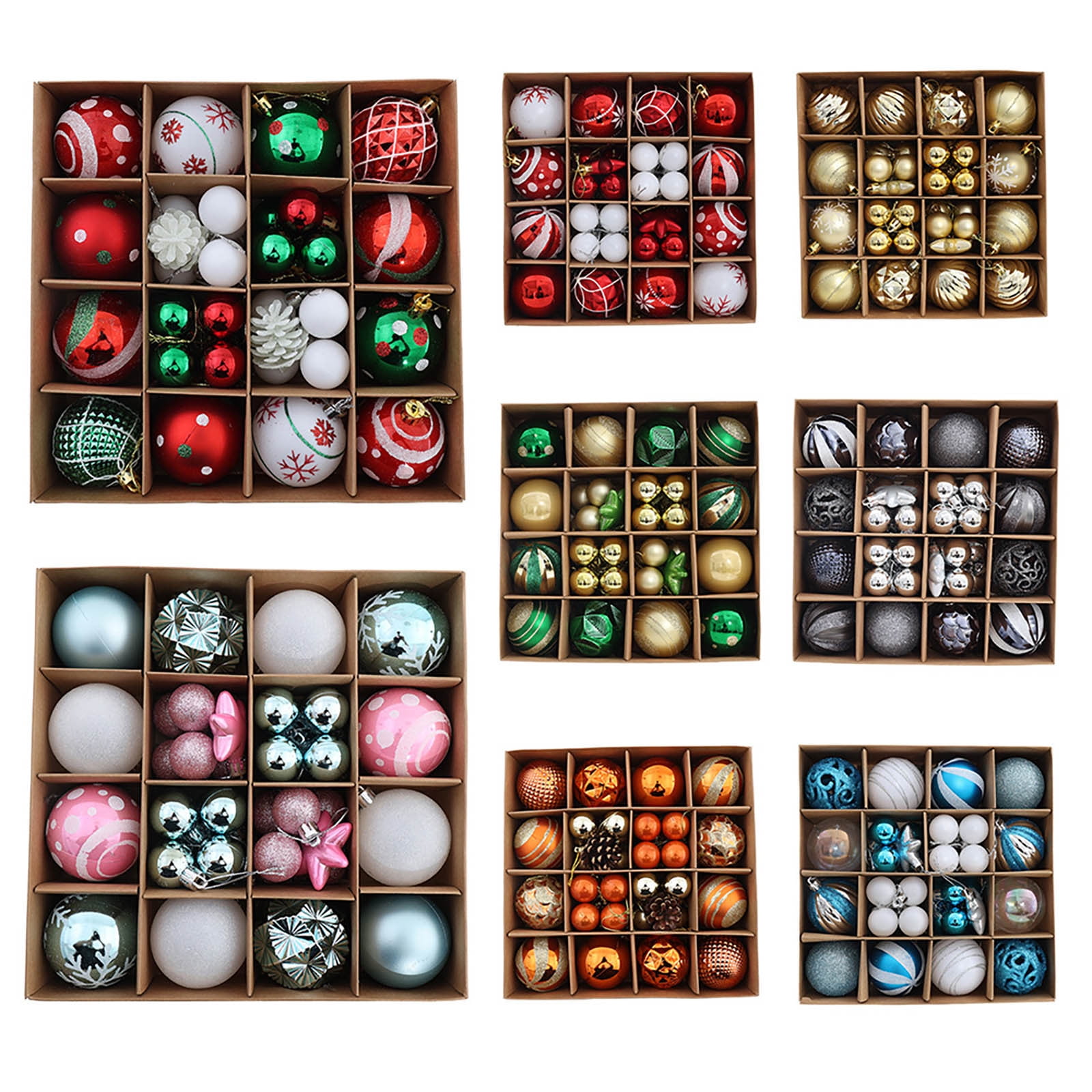 B Christmas Ball Ornaments Set Of 42 Pieces Plastic Holiday Tree ...