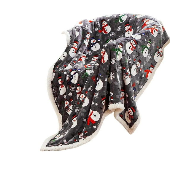 B Christmas Blanket With Snowman And Snow Design For Bedroom And Sofa ...