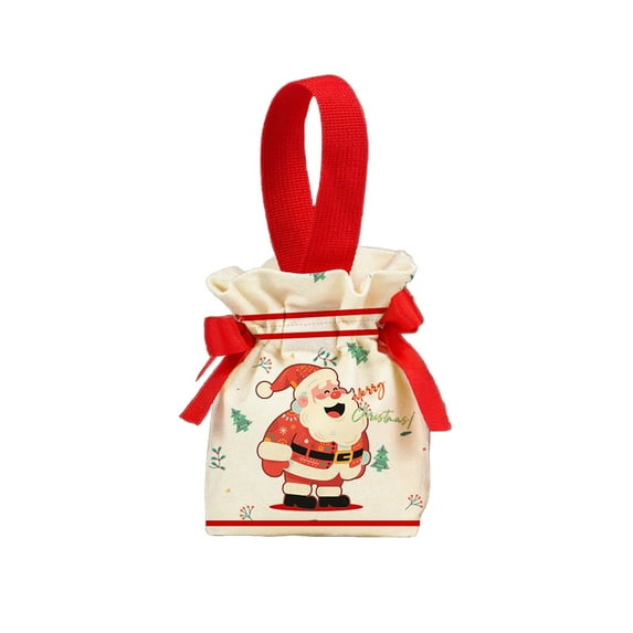 B Christmas Candy Canvas Bag Christmas Eve Party Apples Drawstring ...