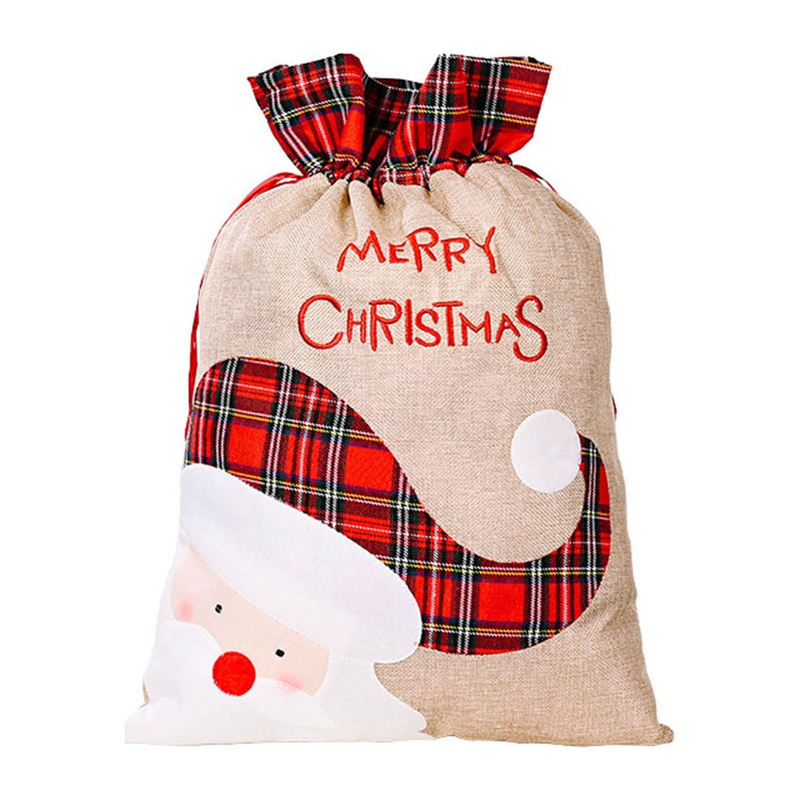 B Christmas Decoration Plaid Santa Deer Tote Bag Bag Arrangement Gift ...