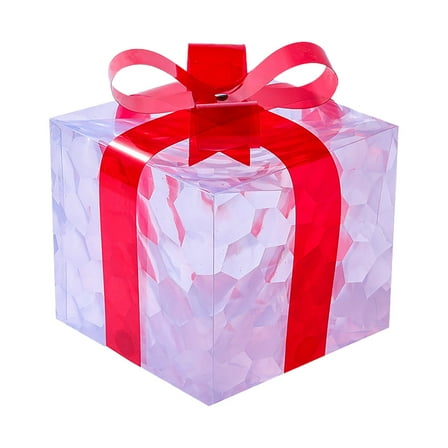 Hammont Elegant Clear Plastic Gift Box with Grey Bow and Ribbon for ...