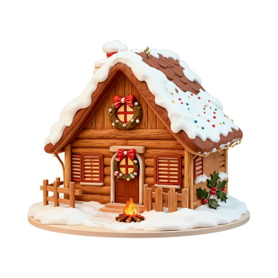 B Christmas Hanging Decoration 2D Acrylic Flat Ornament With Snow House ...