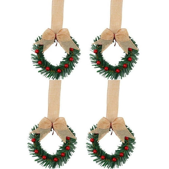 B Christmas Mini Wreath With Berry Bow 3.94 Inch Small Kitchen Cabinet ...