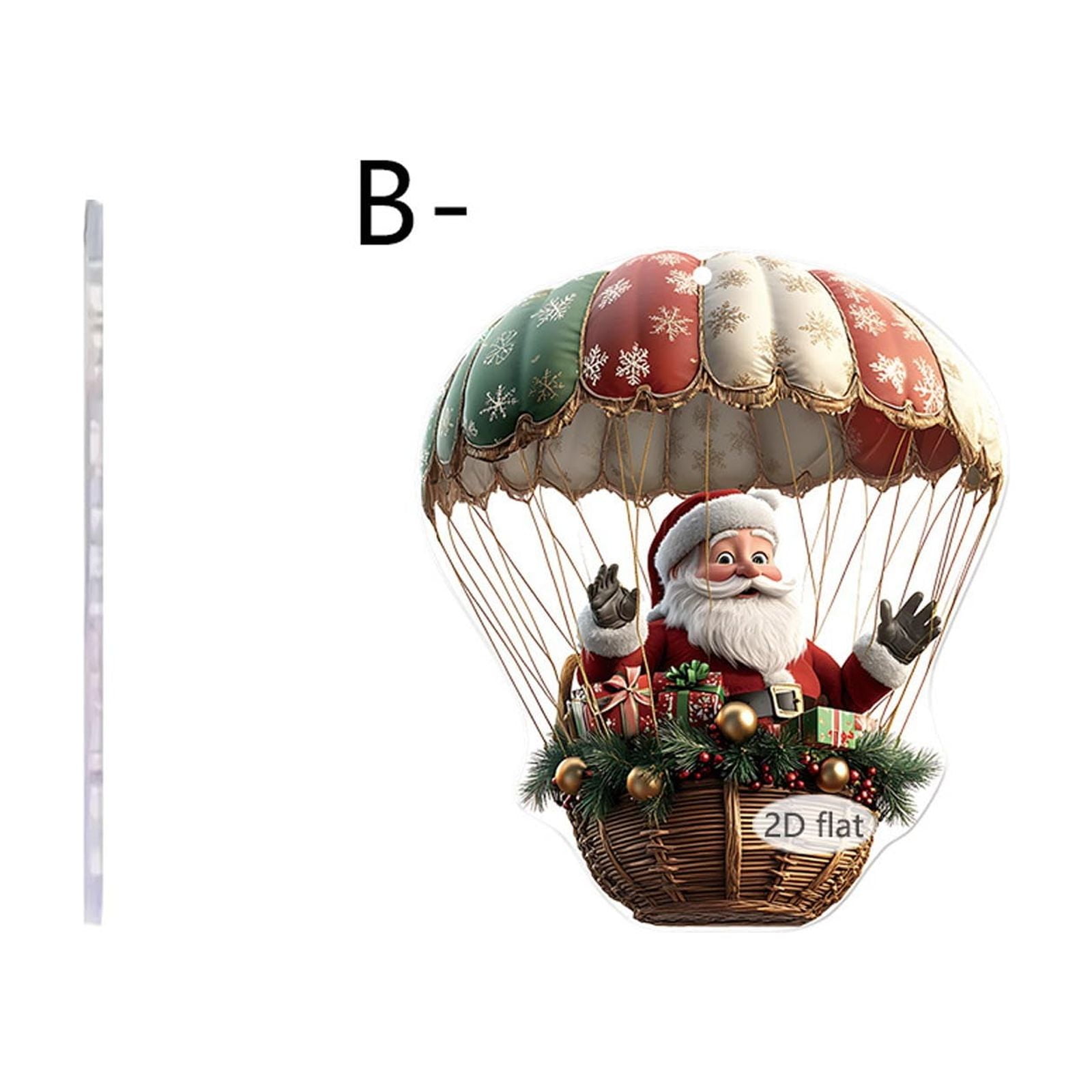 B Christmas Santa Hot Air Balloon Parachute 2D Acrylic Car Key Chain ...