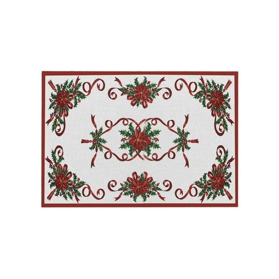 B Christmas Themed Placemat With Green Plants And Festive Patterns ...