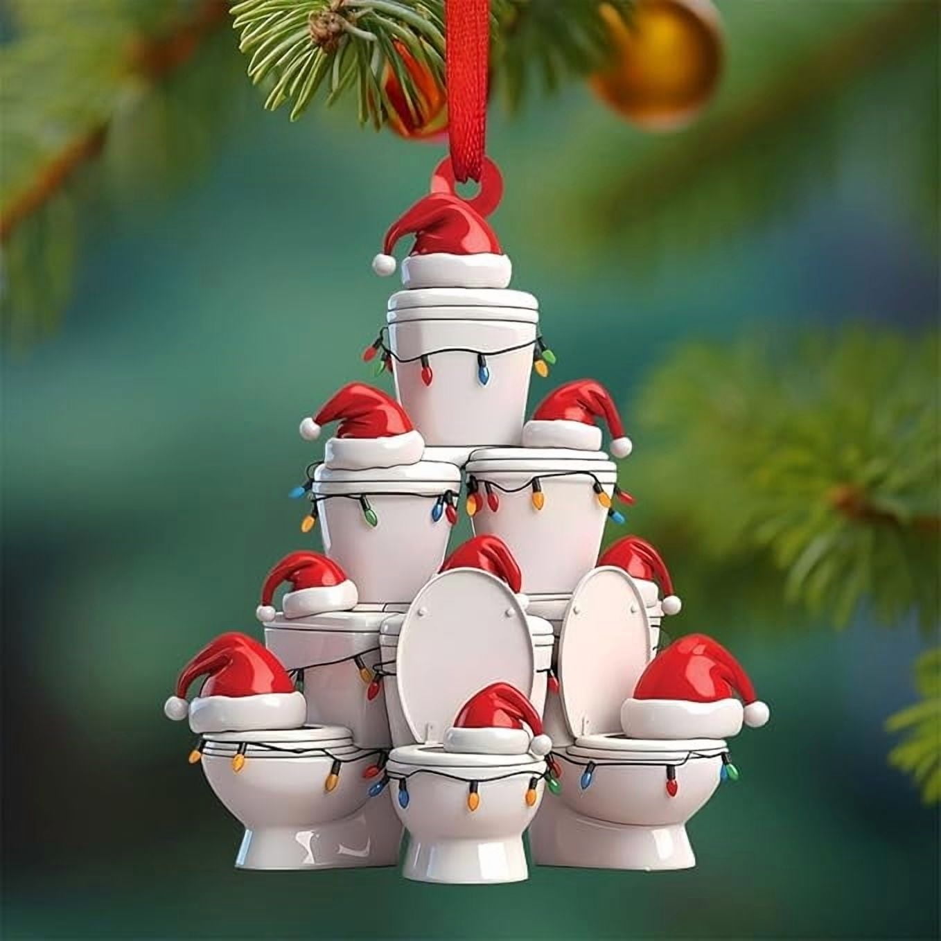 B Christmas Toilet Ornament With Acrylic Material, Santa Hat Design ...