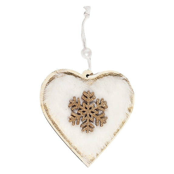 B Christmas Wooden Gold Foil Ornament, Star Heart Velvet Snowflake ...
